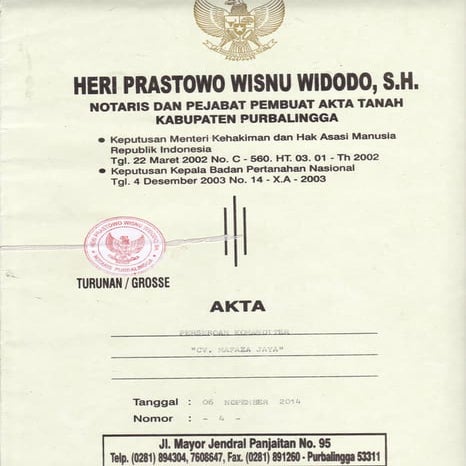 Akte Notaris CV MAFAZA JAYA | PDF