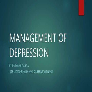 Management of depression | PPTX