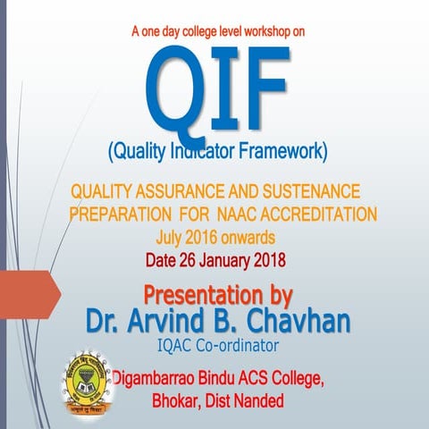 QIF Quality Indicative Framework | PPT
