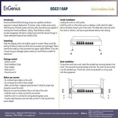 Quick Installation Guide EGS7228FP English | PDF