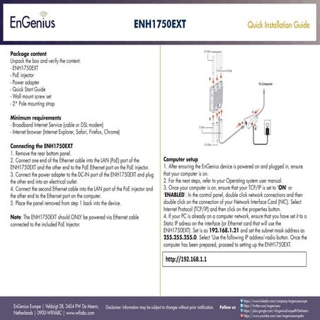 Quick Installation Guide ENH1750EXT English | PDF