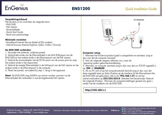 Quick Installation Guide EAP900H Dutch | PPT