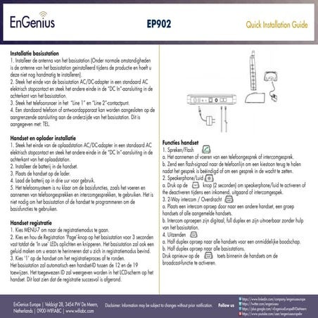 Quick Installation Guide EP902 Dutch | PDF