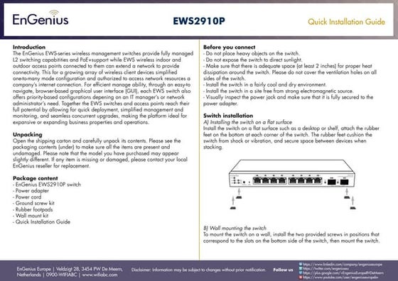 Quick Installation Guide EnGenius EWS7928P | PDF