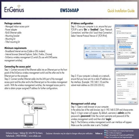 Quick Installation Guide EWS360AP English | PDF