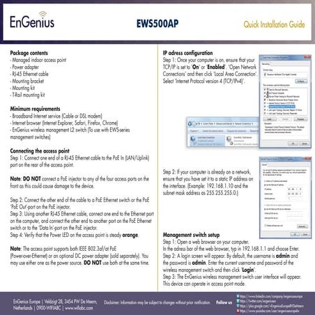 Quick Installation Guide EWS500AP English | PDF
