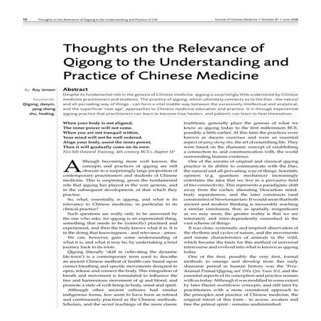 Roy Jenzen - Relevance of Qigong to TCM | PDF