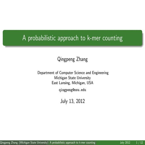 Zhang Q - A probabilistic approach to k-mer counting | PDF