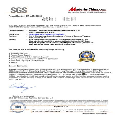 SGS report of YYDLS | PDF
