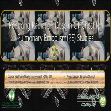 Reducing Radiation Dose in CT Chest for Pulmonary Embolism (P.E ...