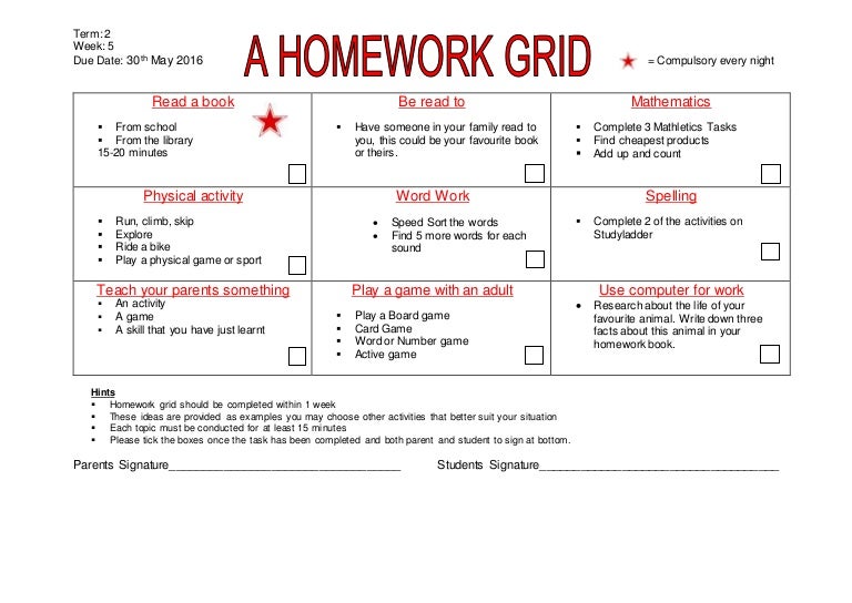 Homework grid