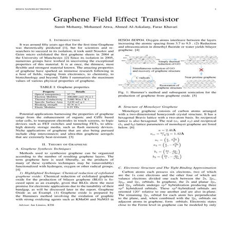 Graphene Field Effect Transistor | PDF