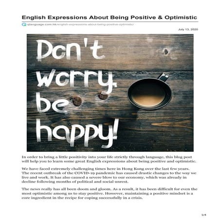 English Expressions About Positivity & Optimism That Are Easy To Learn ...