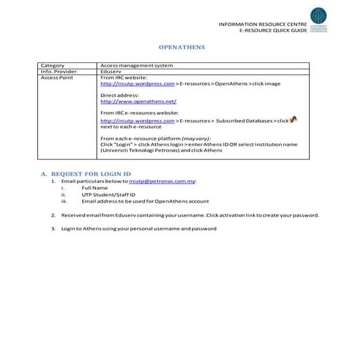 Quick guide open athens | DOCX