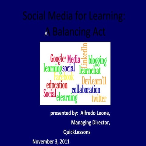 Social Media for Learning: A Balanced Approach (PREVIEW!) | PPT