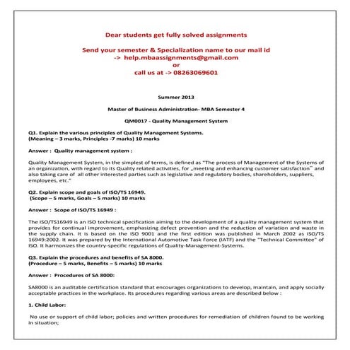 Qm0017 quality management system | PDF