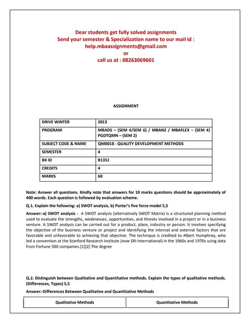 Qm0013 quality management tools | PDF