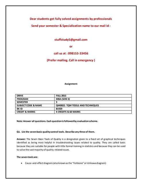 Qm0013 quality management tools | PDF