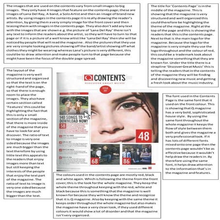 Q Magazine Contents Page Analysis | DOCX