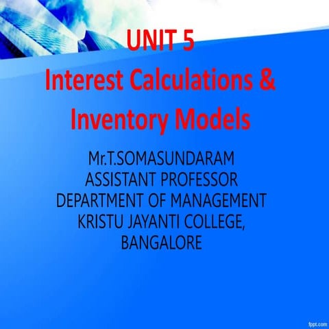 Interest Calculation & Inventory models | PDF