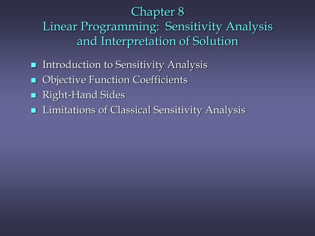 Operations Research - Sensitivity Analysis | PPTX