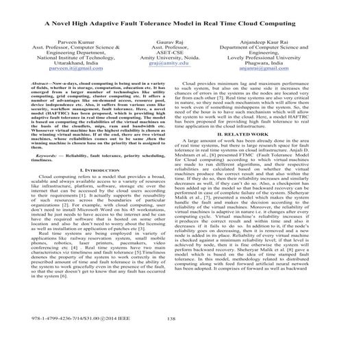 Fault tolerance on cloud computing | PDF
