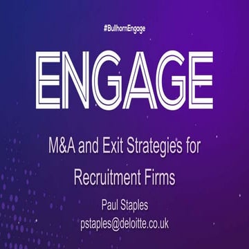 M&A and Exit Strategies for Recruitment Firms - Paul Staples | PPTX