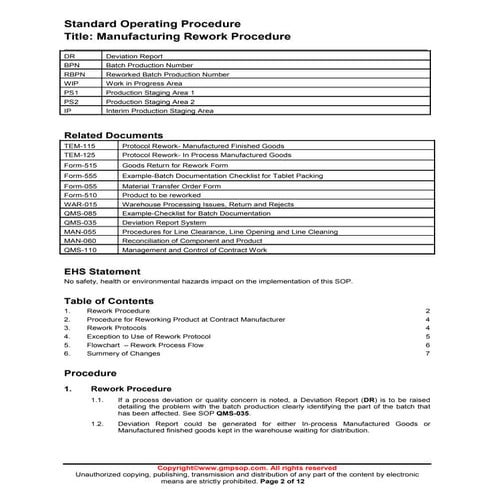Qms 065 manufacturing-rework_procedure_sample | PDF
