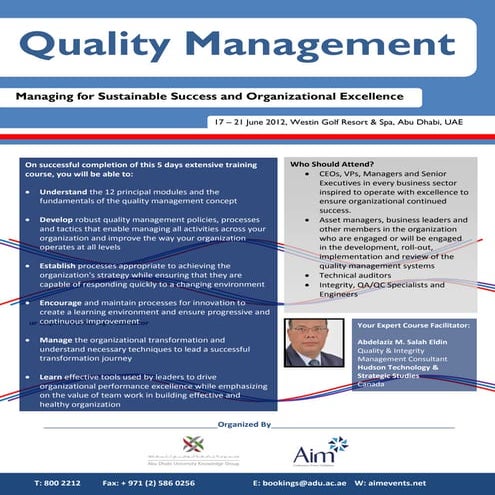 Quality Management Training | PDF