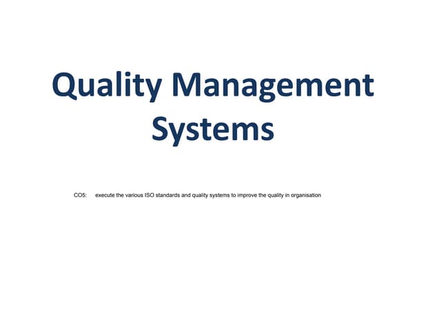 Quality management systems (QMS) | PPTX