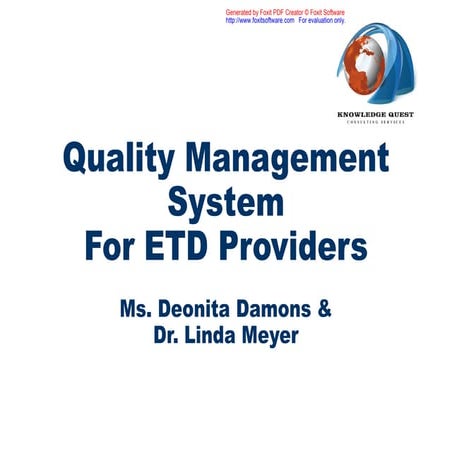 Quality Management System (QMS) for training providers | PDF