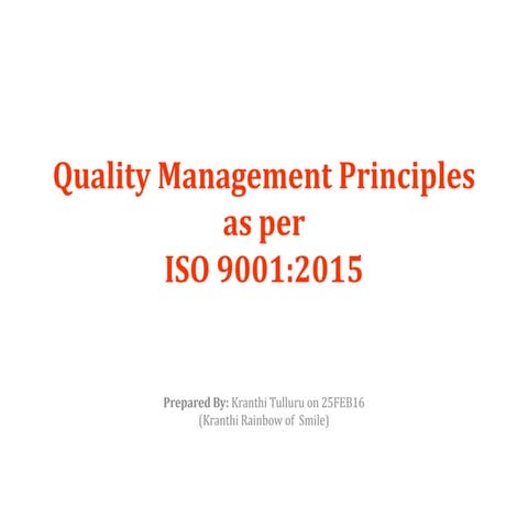 QMS Principles ISO 9001 2015 | PDF