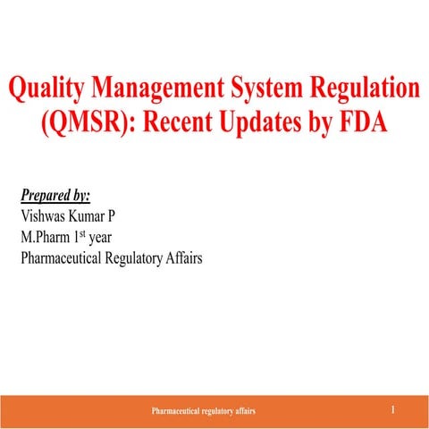 Quality management system regulation (QMSR )Final rule 2024 | PDF