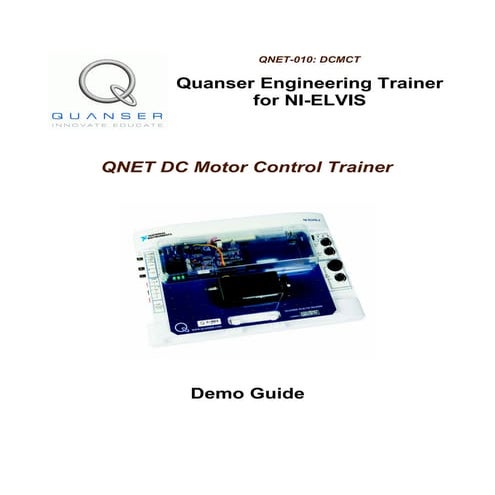 Qnet dc motor control demo guide | PDF
