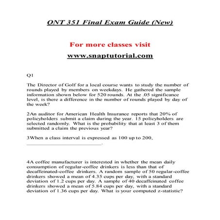 QNT 351 Exceptional Education - snaptutorial.com