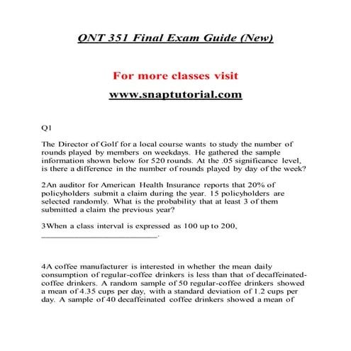 QNT 351 Education Specialist / snaptutorial.com