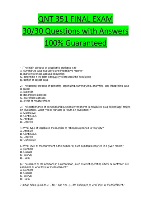 Biostatistics multiple choice questions(1) | PDF | Physics | Science