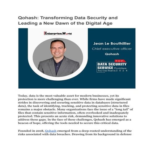 Qohash_ Transforming Data Security and Leading a New Dawn of the ...