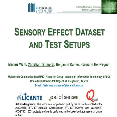 Sensory Effect Dataset And Test Setups Pptx
