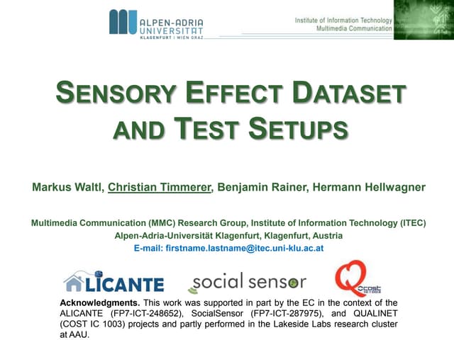 Sensory Effect Dataset And Test Setups Pptx