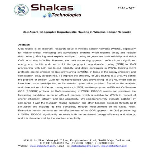 Qos aware geographic opportunistic routing in wireless sensor networks | PDF