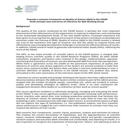 Quality of Science (QoS) concept note | PDF