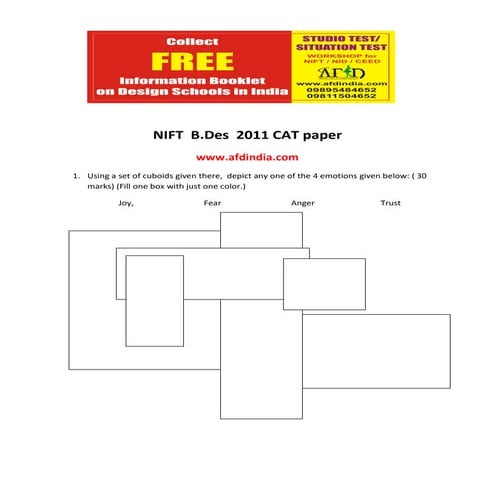 NIFT question paper B. des 2011 | PDF