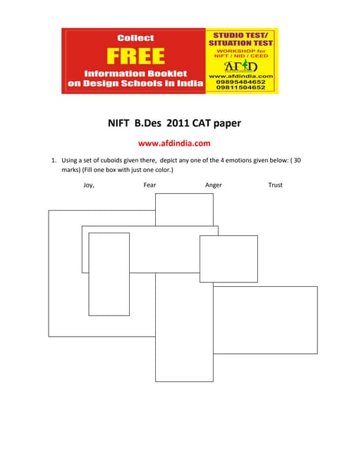 NIFT Test series: Sample GAT paper of fashion design1 | PDF