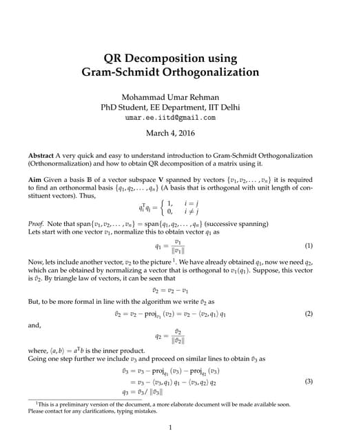 Gram schmidt orthogonalization | Orthonormal Process | PPT