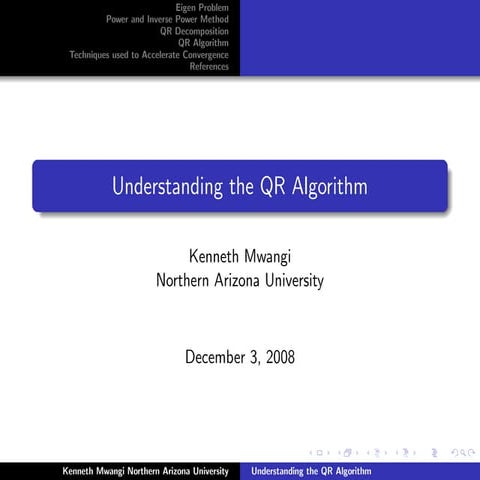 Qr Algorithm Presentation Ppt