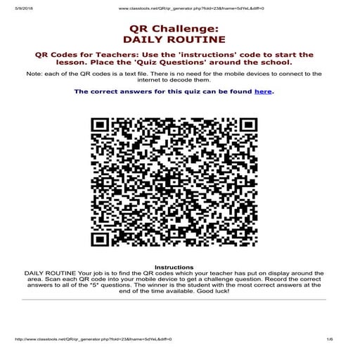 Qr challenge daily routine | PDF