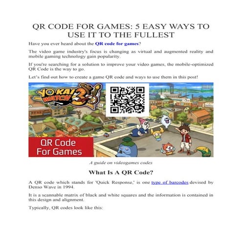 QR Code For Games: 7 Potential Benefits [Fully Explained] | PDF ...