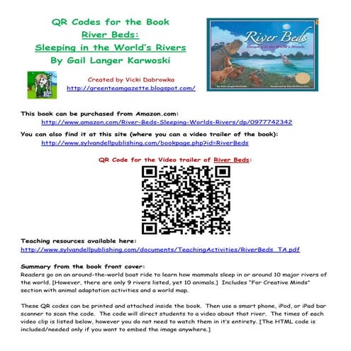 Qr Codes for the Book "River Beds" by Gail Langer Karwoski | PDF ...