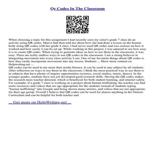 Qr Codes In The Classroom | PDF